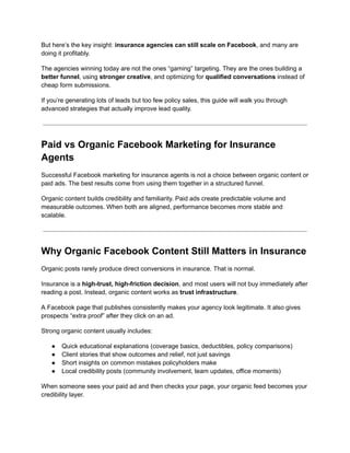 Facebook Marketing for Insurance Agents That Brings Real Leads | PDF