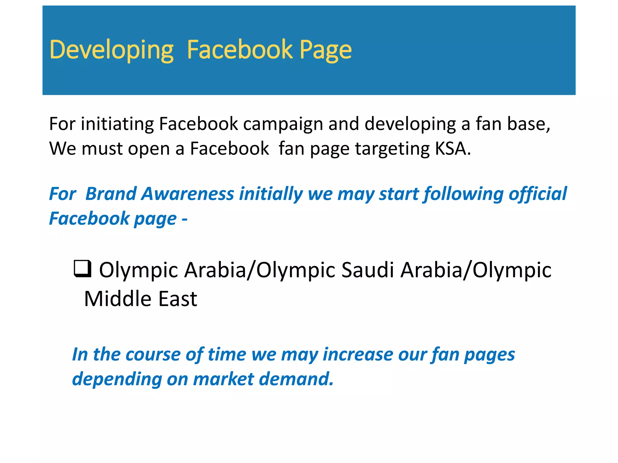 Facebook Marketing Plan for Saudi Arabia | PPTX