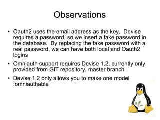 Rails 3 / Devise / Oauth2 / Mongoid: Installation Guide | PPT