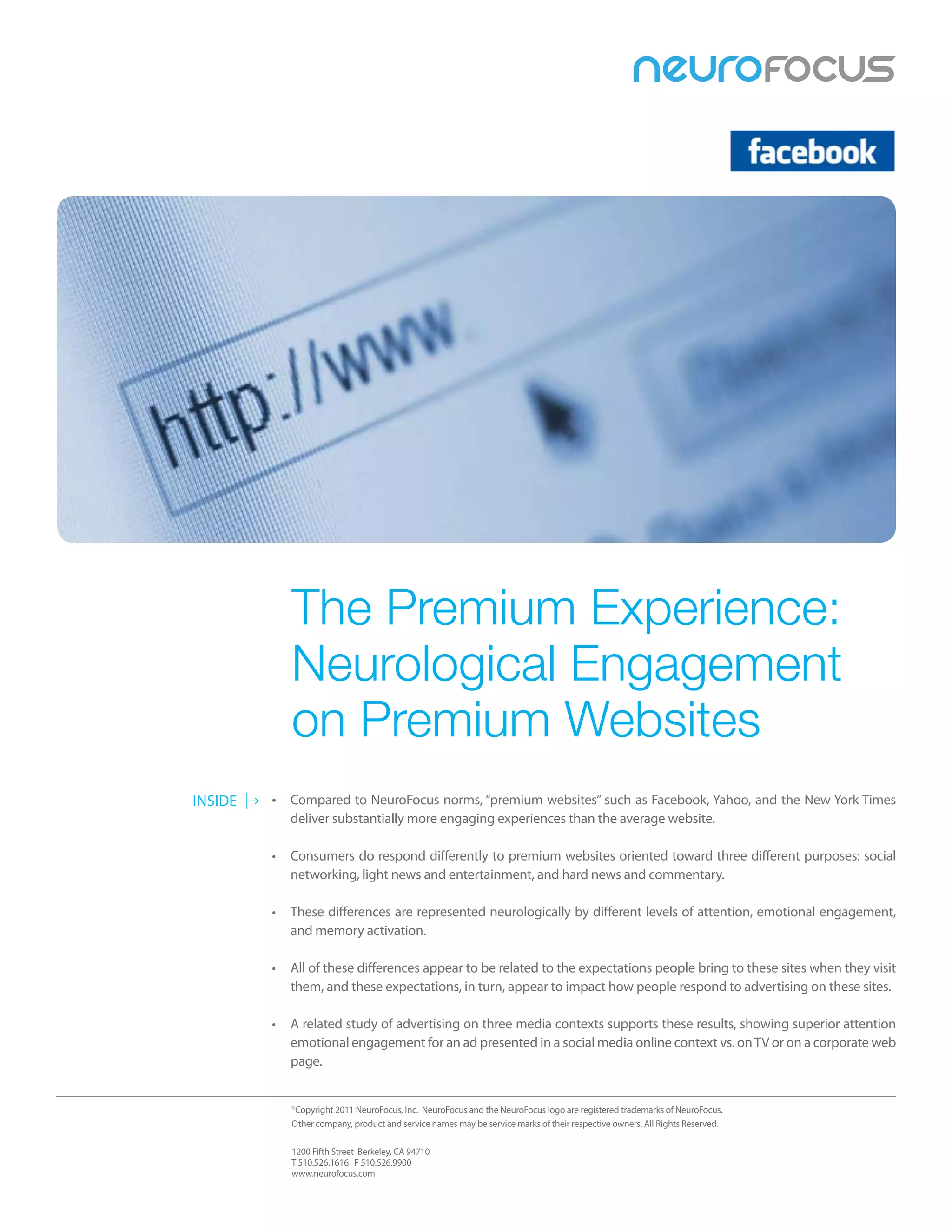 Research: Neurological reactions in human brain on different website visiting | PDF