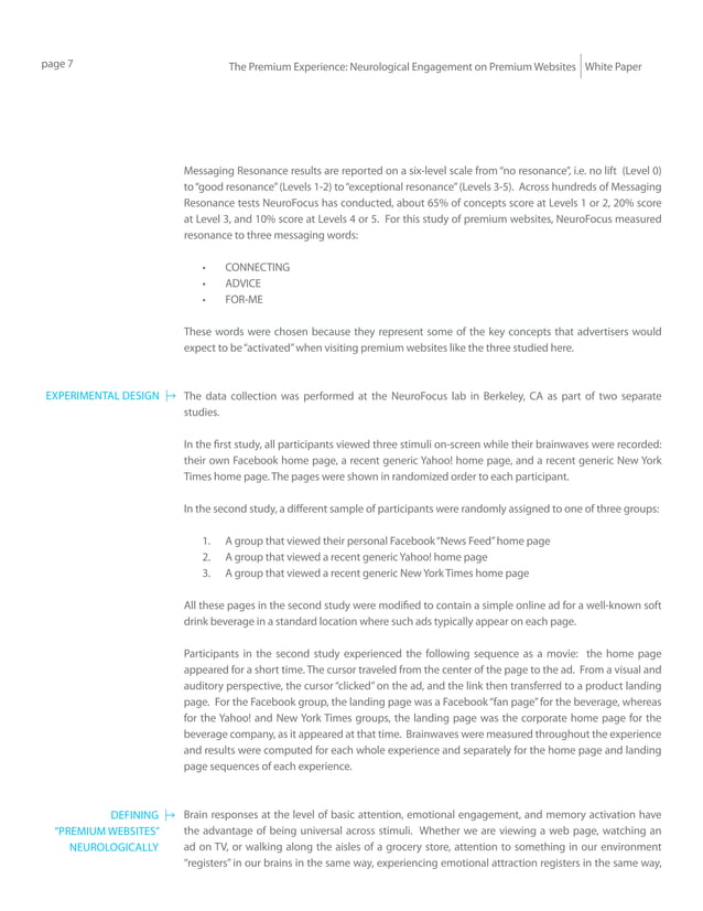 Research: Neurological reactions in human brain on different website visiting | PDF