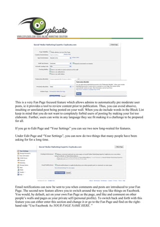 Facebook page changes | PDF