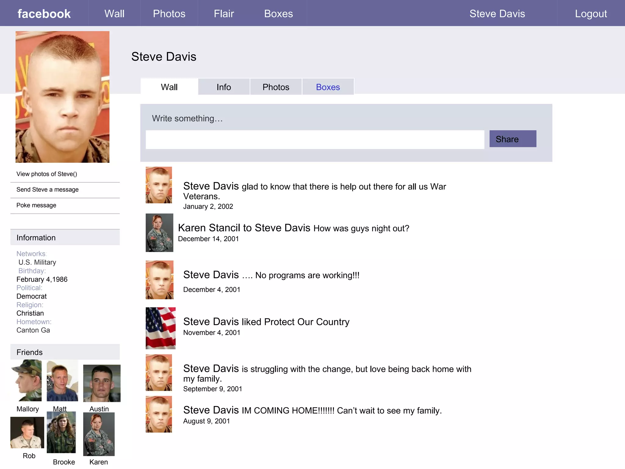 Fictional Facebook Page Steve Davis | PPT