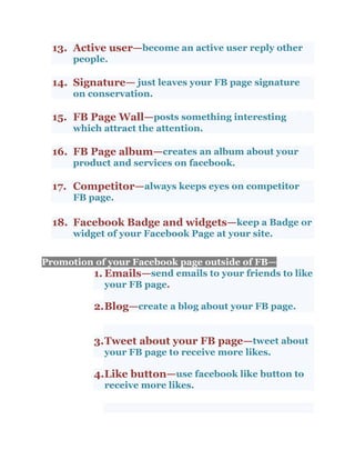 Facebook promotion plan | DOCX | Social Networking | Internet