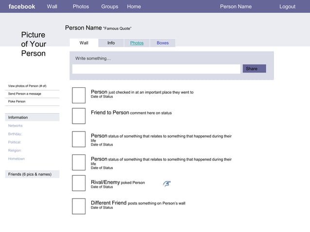 Facebook sample page blank template-1 | PPTX | Social Networking | Internet