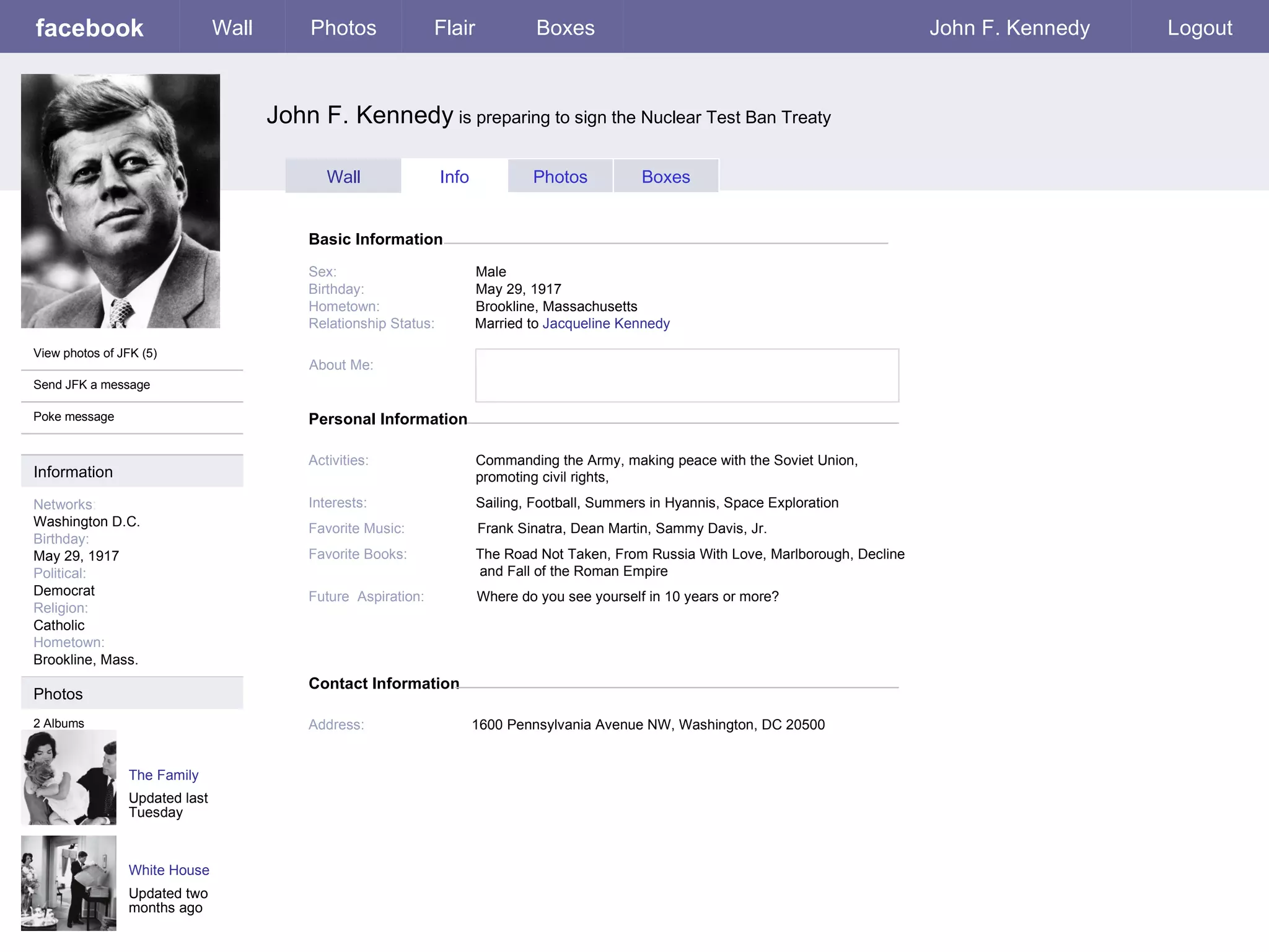 Facebook sample page jfk | PPT