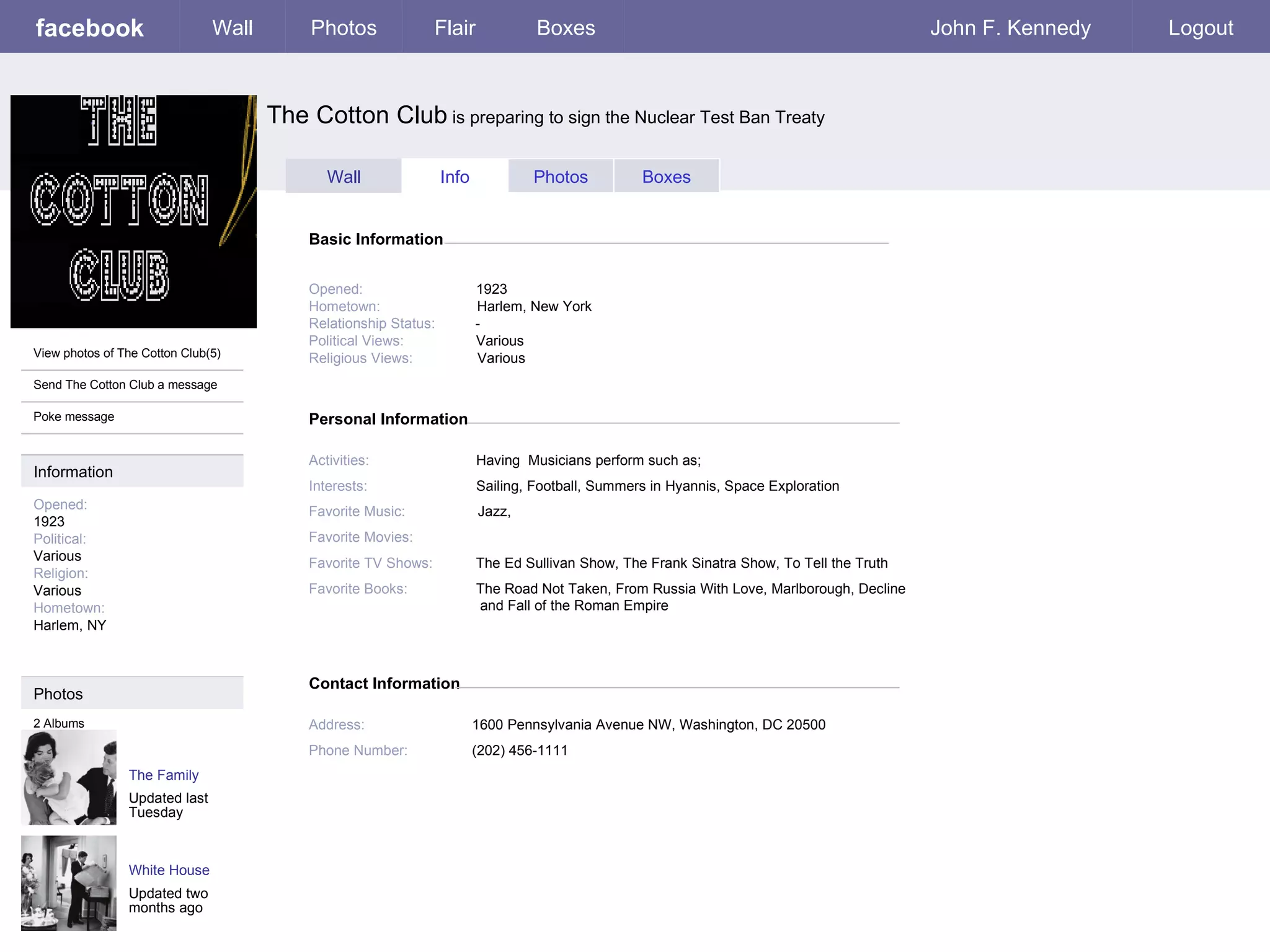 Facebook sample page jfk | PPT