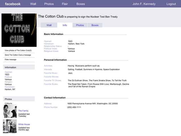 Facebook sample page jfk | PPT