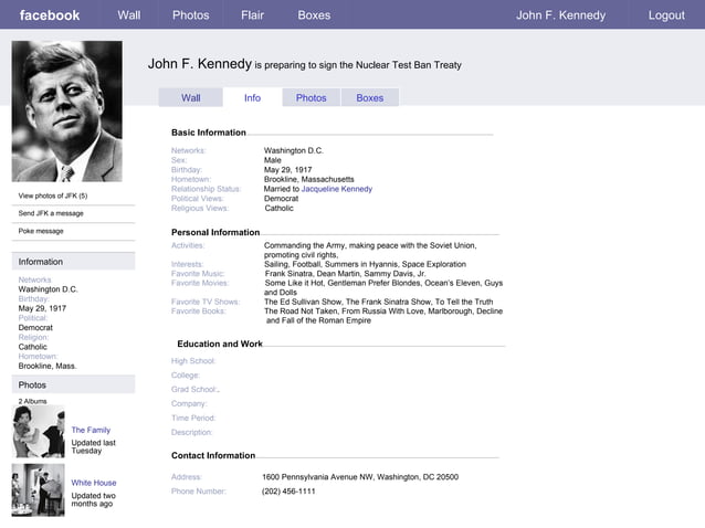 Facebook sample page jfk | PPT