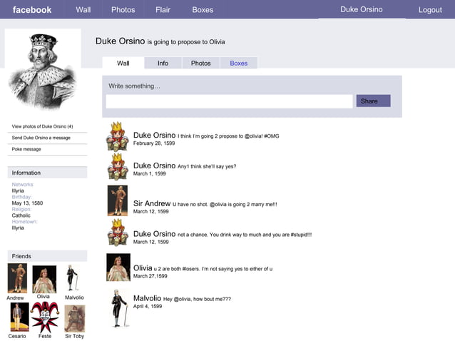 Orsino's Fakebook | PPT