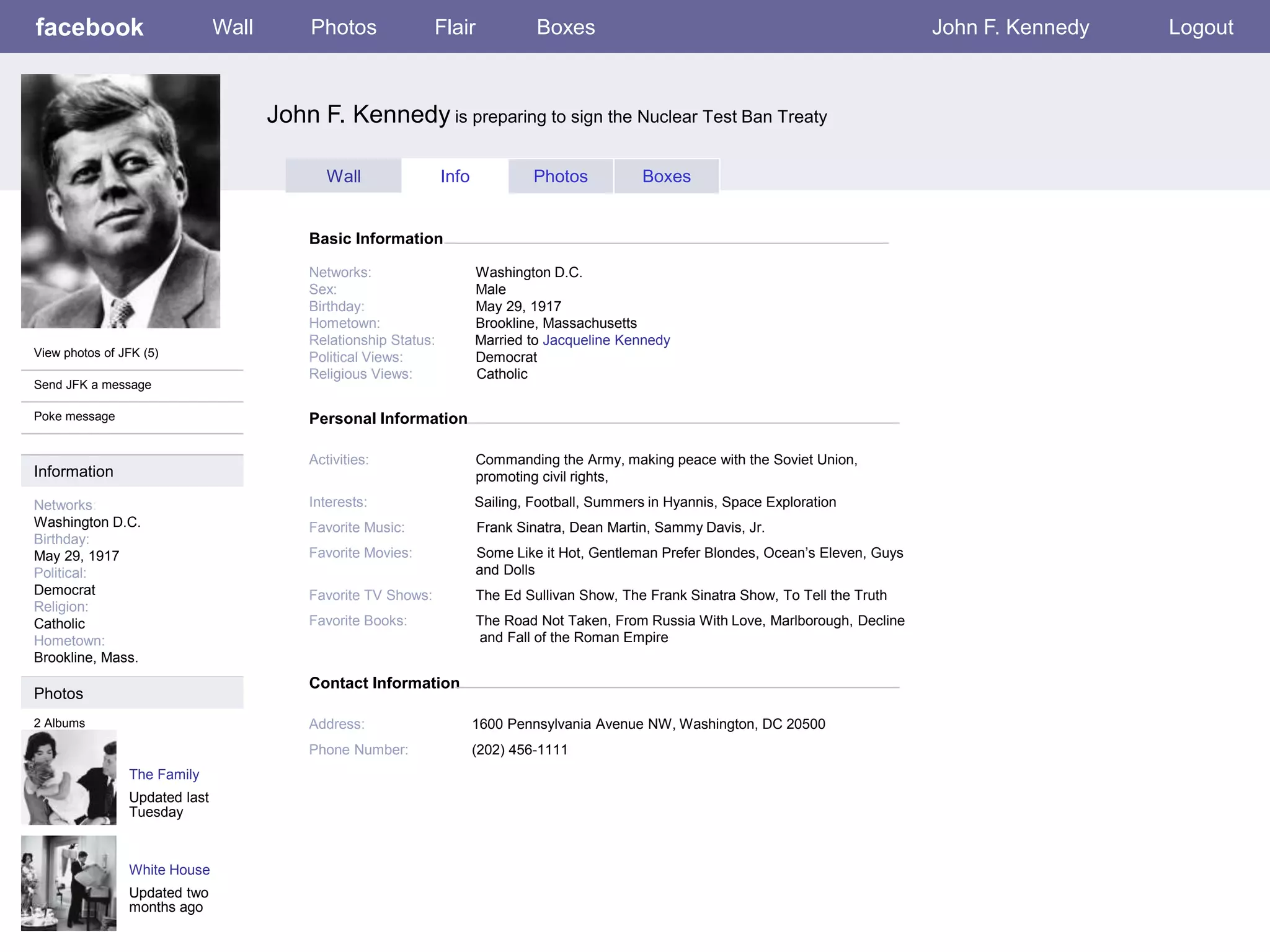Facebook sample page jfk | PPT