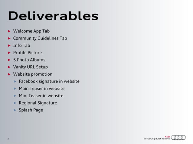 Facebook setup deliverables | PPT