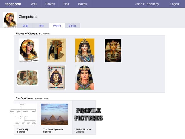 Facebook template use this to do the assignment- cleopatra | PPT