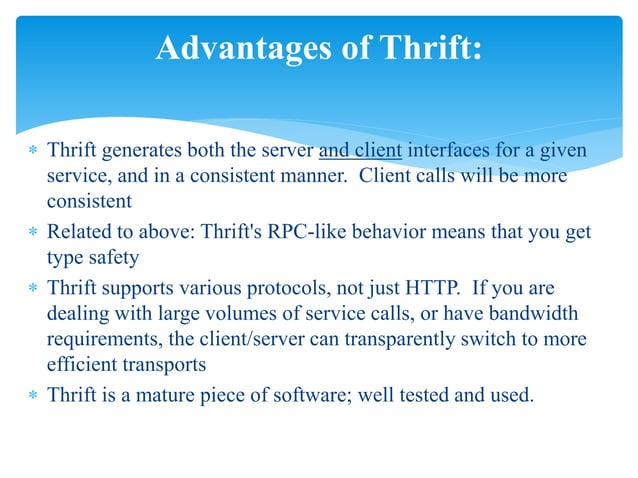 Facebook thrift | PPTX | Programming Languages | Computing