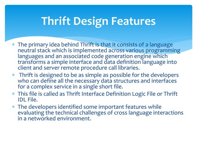 Facebook thrift | PPTX | Programming Languages | Computing