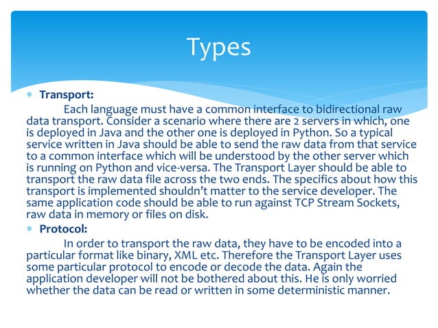 Facebook thrift | PPTX | Programming Languages | Computing