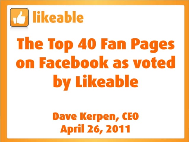 Facebook top 40 Fan Pages | PPT