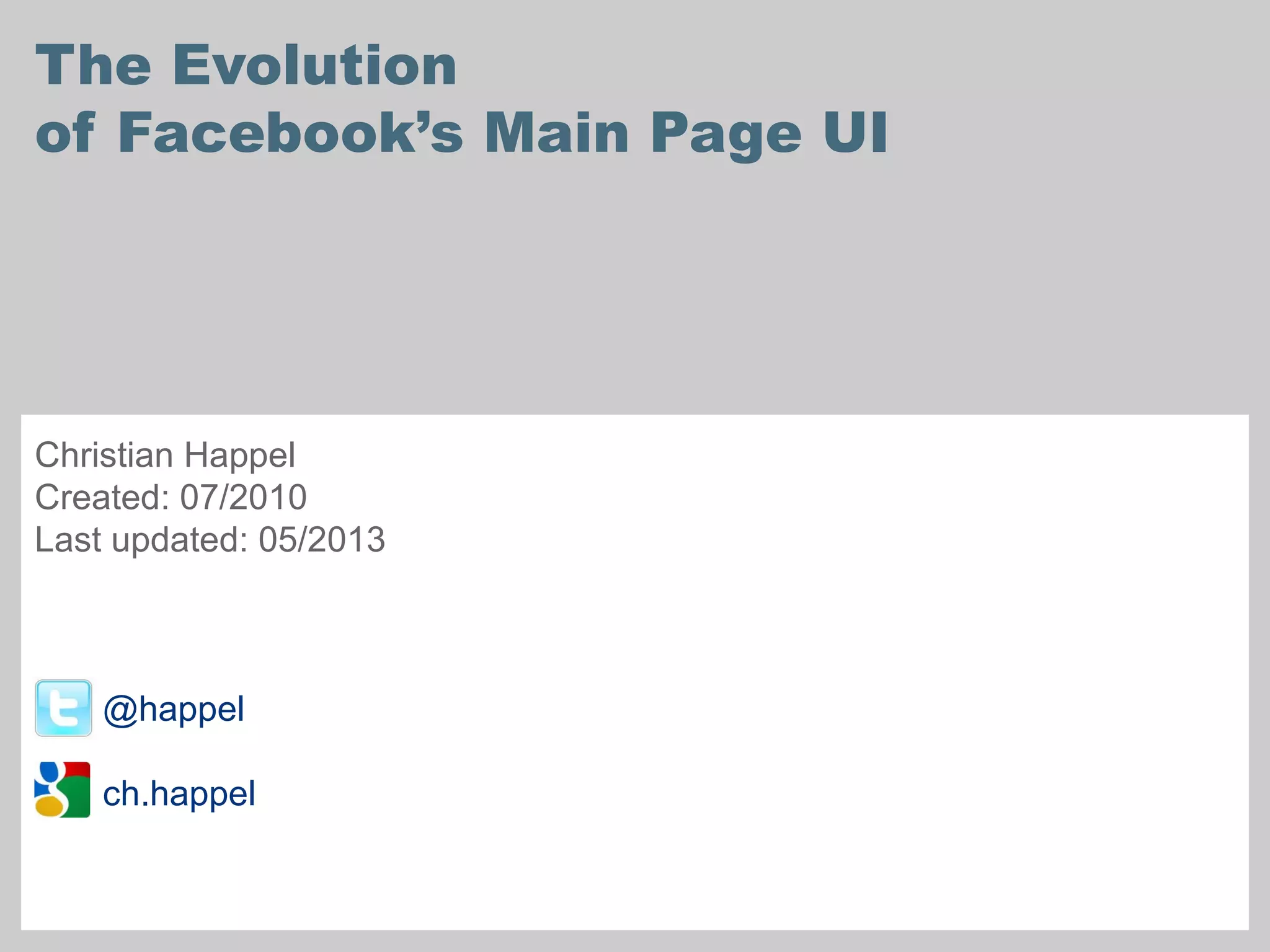Facebook UI Evolution | PPT