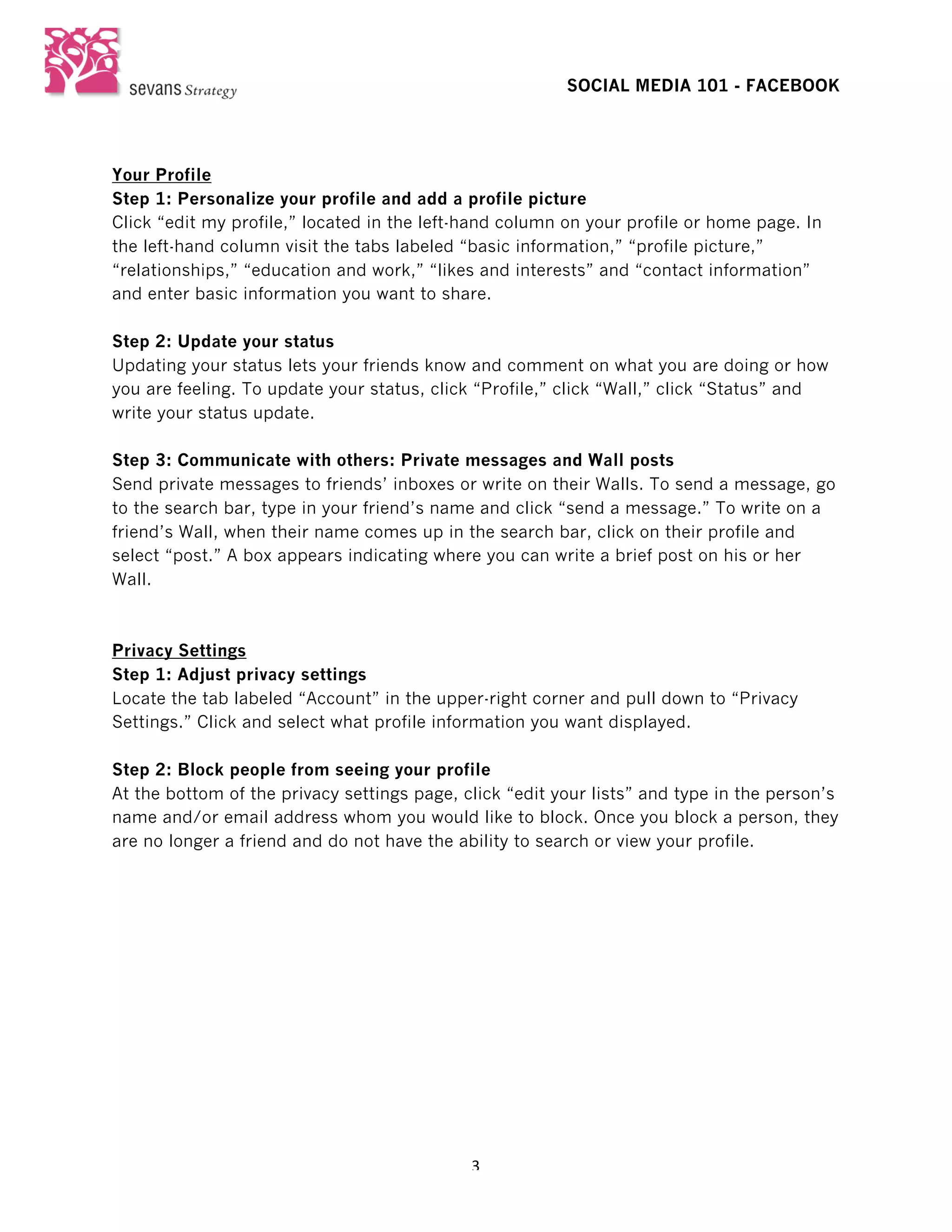 Getting started with Facebook | PDF