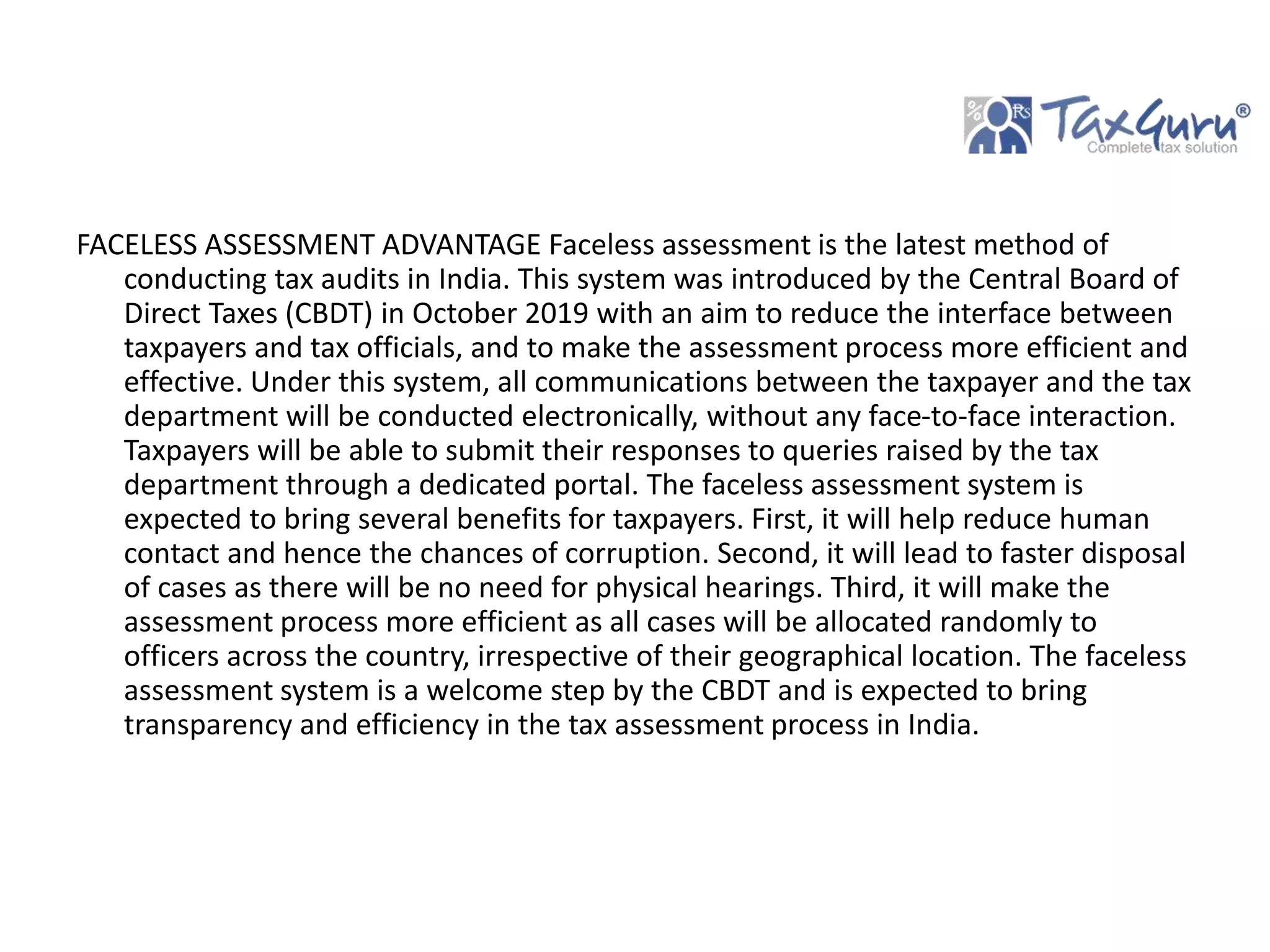 Faceless Assessment And Its Advantage & Disadvantage.pptx