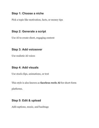 Faceless Video Generator for TikTok (AI Growth Without Showing Face) | PDF