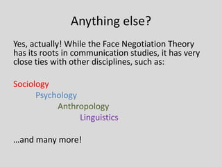 Face Negotiation Theory | PPTX