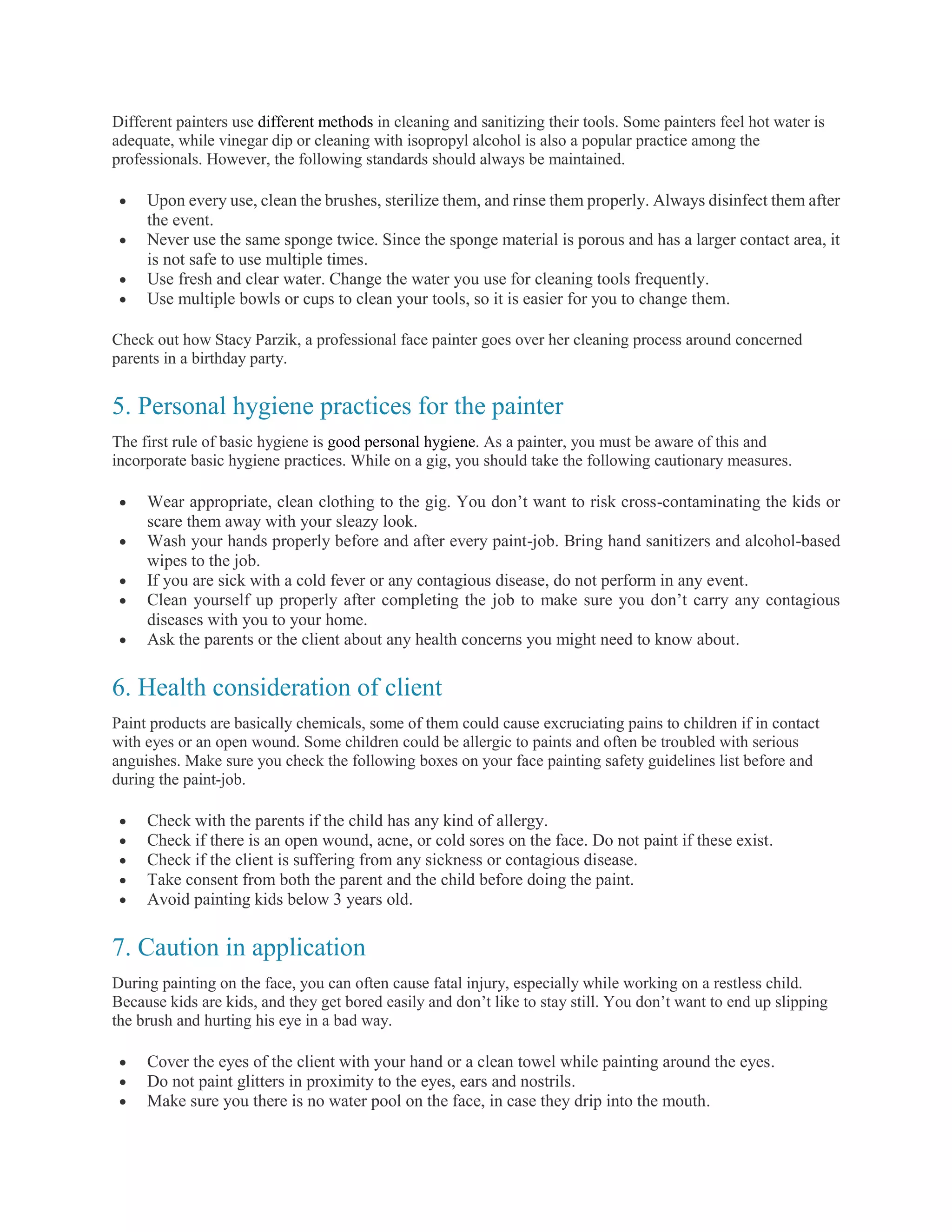 Face painting safety and hygiene guidance | PDF