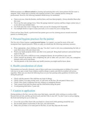 Face painting safety and hygiene guidance | PDF