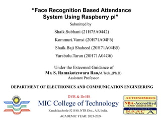 face_reccognition attendance system using IoT | PPT