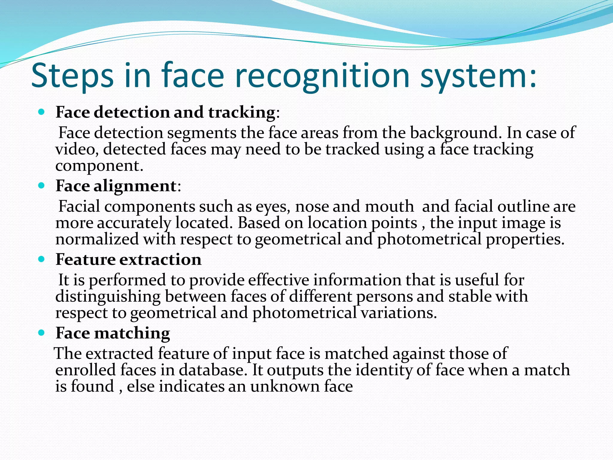 Face recognisation system | PPTX | Artificial Intelligence | Technology & Computing