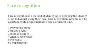 Face recognition using C python by AI for paper presentation | PPT
