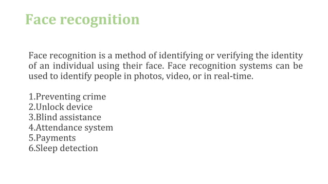 Face recognition using C python by AI for paper presentation | PPT