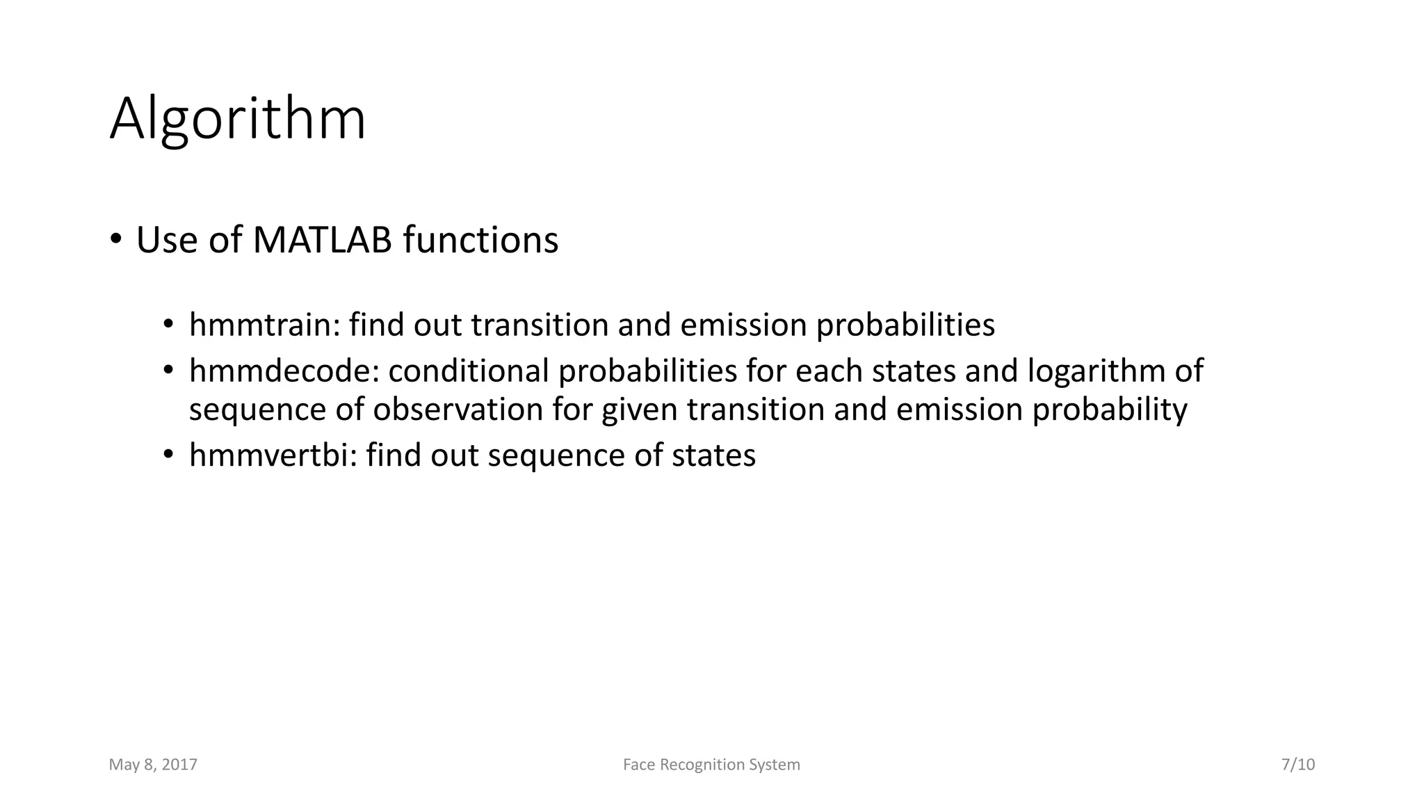 Face Recognition System Using Hidden Markov Model Ppt