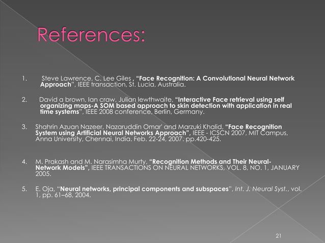 Face recognition using artificial neural network | PPTX