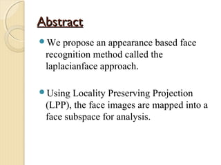 Face recognition using laplacian faces | PPT