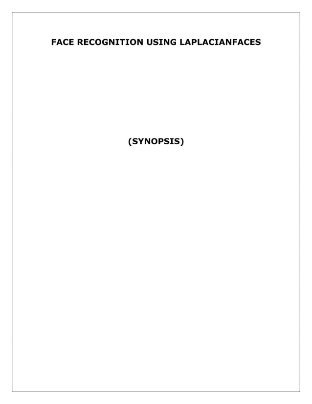 Face recognition using laplacianfaces (synopsis) | DOC