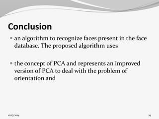 Face recogntion Using PCA Algorithm | PPTX | Physics | Science