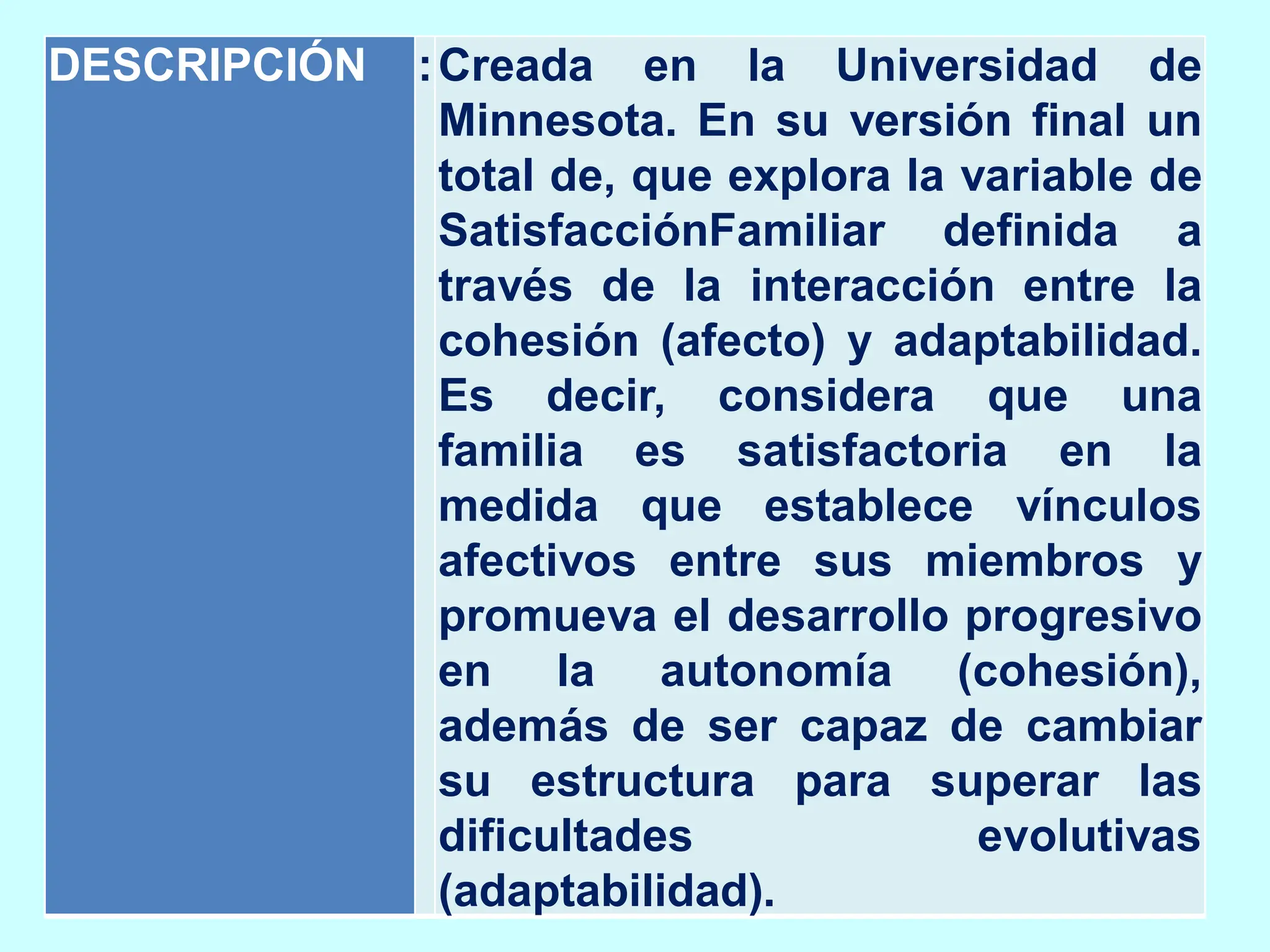 ESCALA DE EVALUACIÓN DE LA COHESIÓN Y ADAPTABILIDAD FAMILIAR - FACES ...