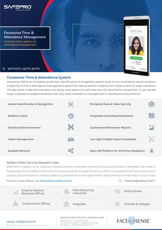 Face Recognition Camera and Time Attendance System for Employee | PDF