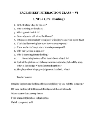 Face sheet interaction class | DOCX