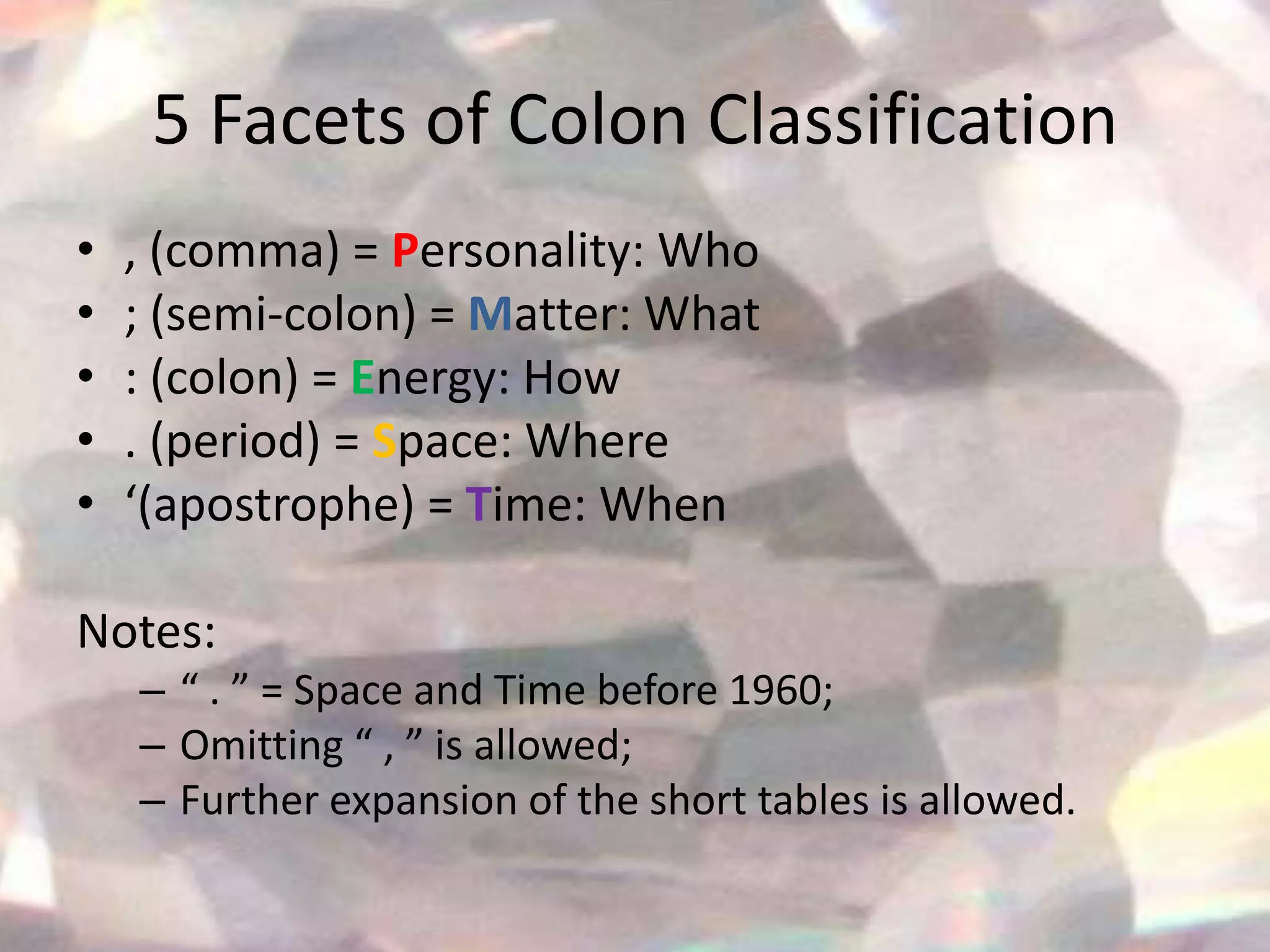 Faceted Classification System In Libraries Pptx