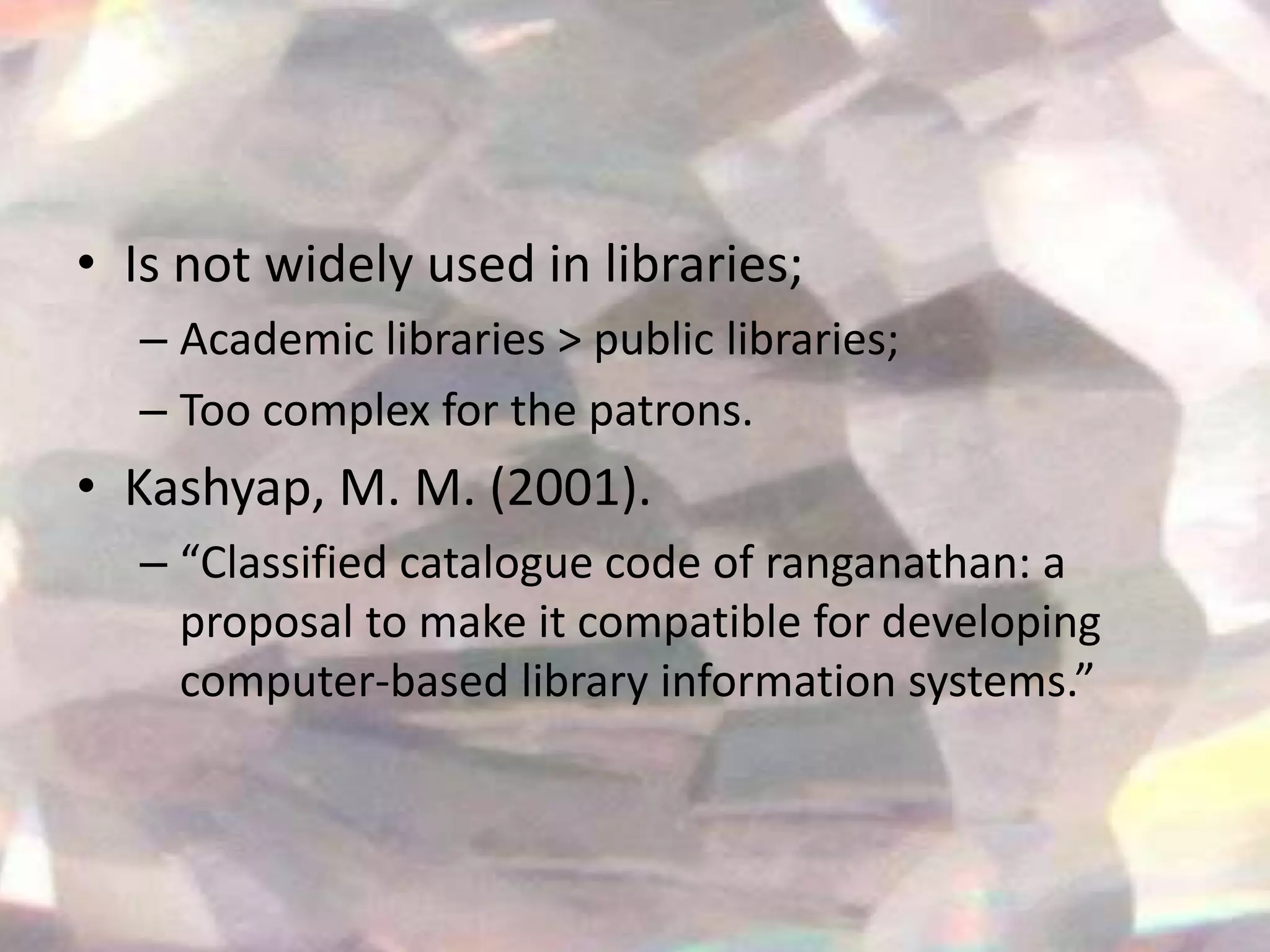 Faceted Classification System in Libraries | PPTX