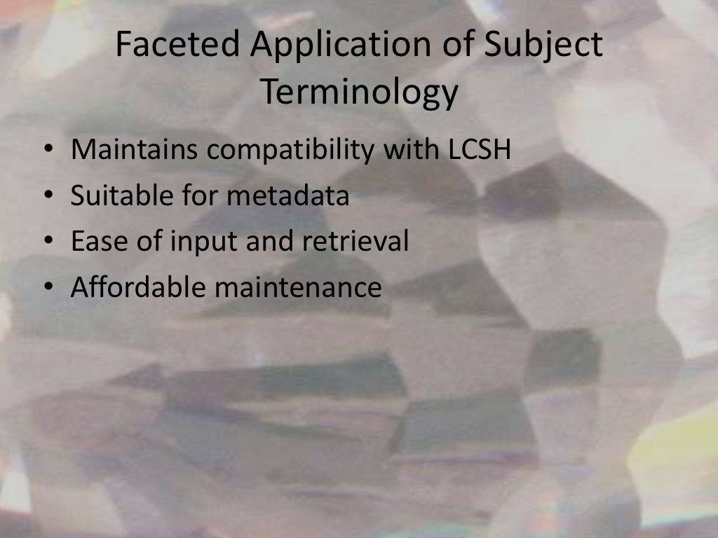 Faceted Classification System In Libraries