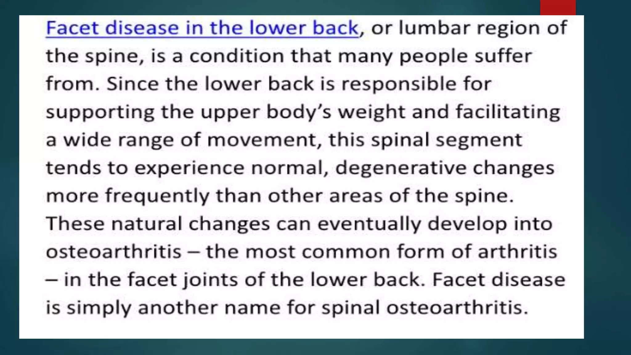 Facet joint syndrome | PPTX