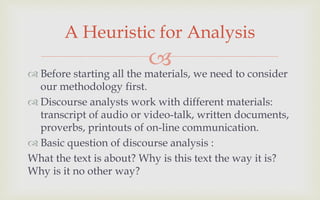 Facets of discourse analysis | PPT