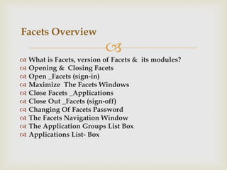 Facets training | PPTX