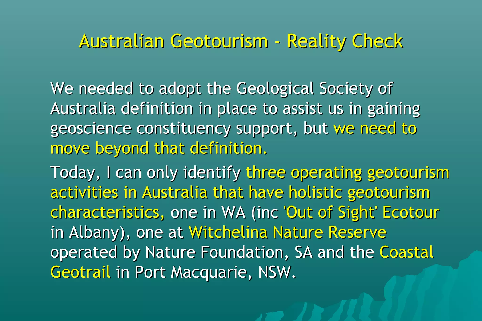 Geotourism Developments in Australia | PPT