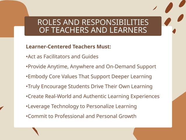 facilitating learner-centered classroom report | PPT