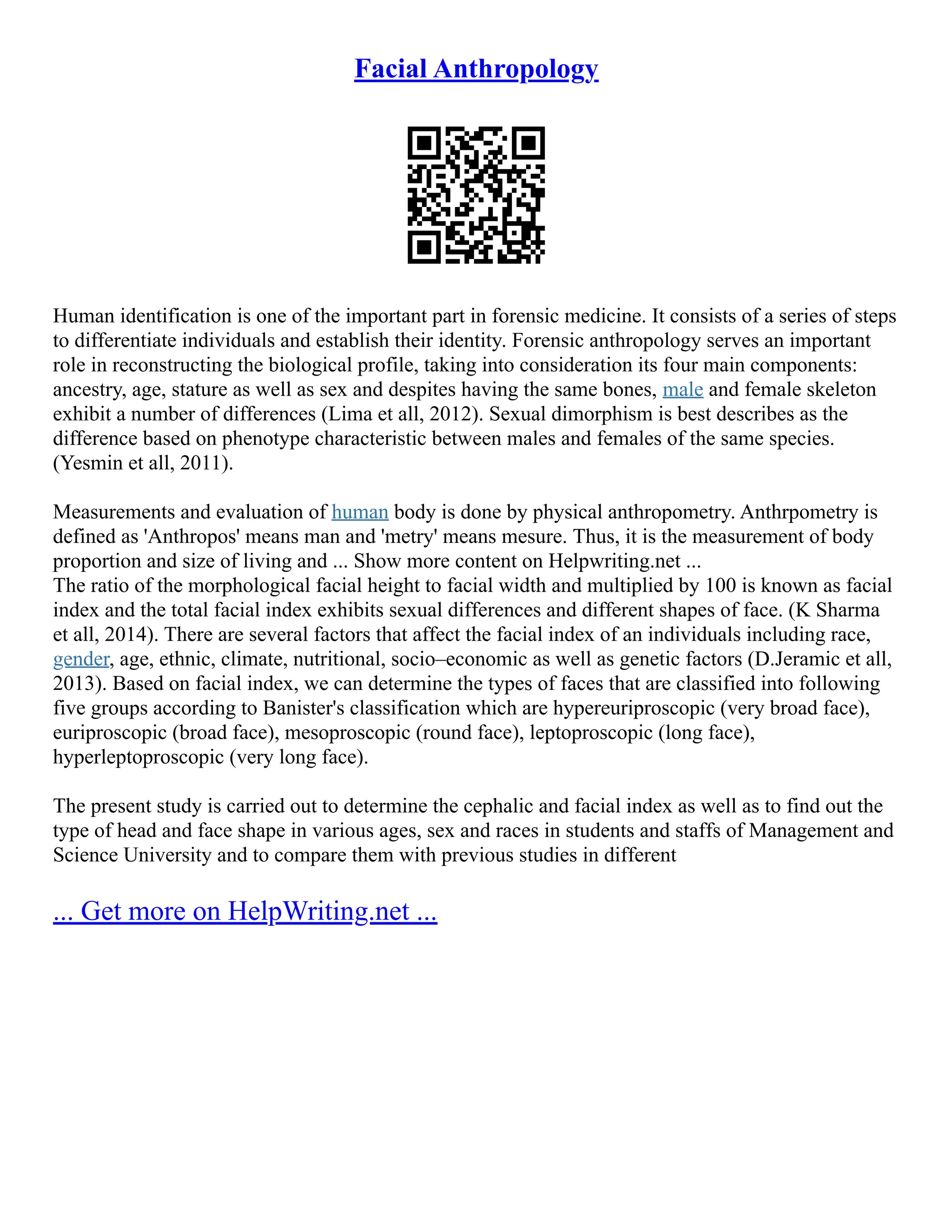 Facial Anthropology | PDF
