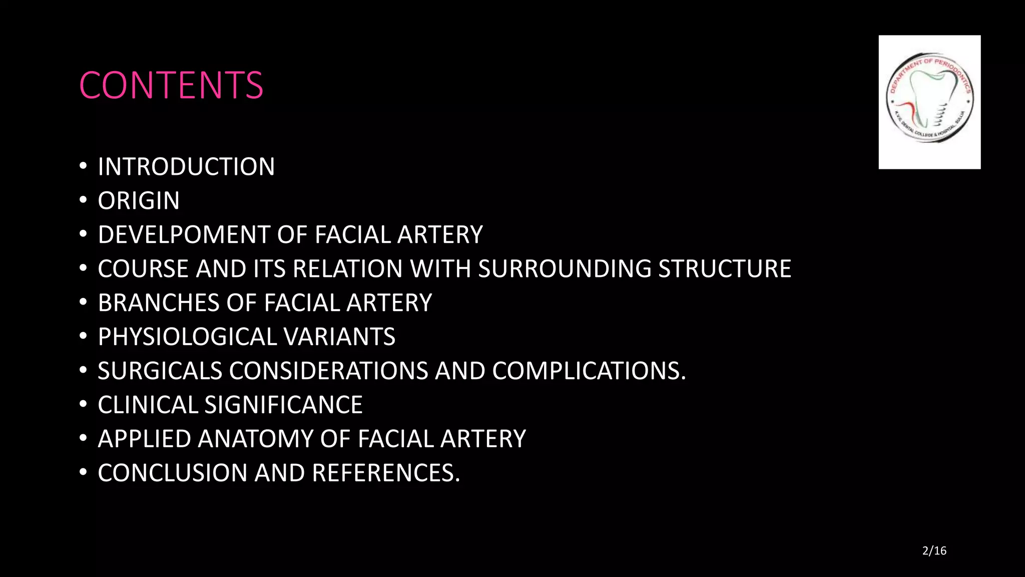 Facial artery seminar | PPTX